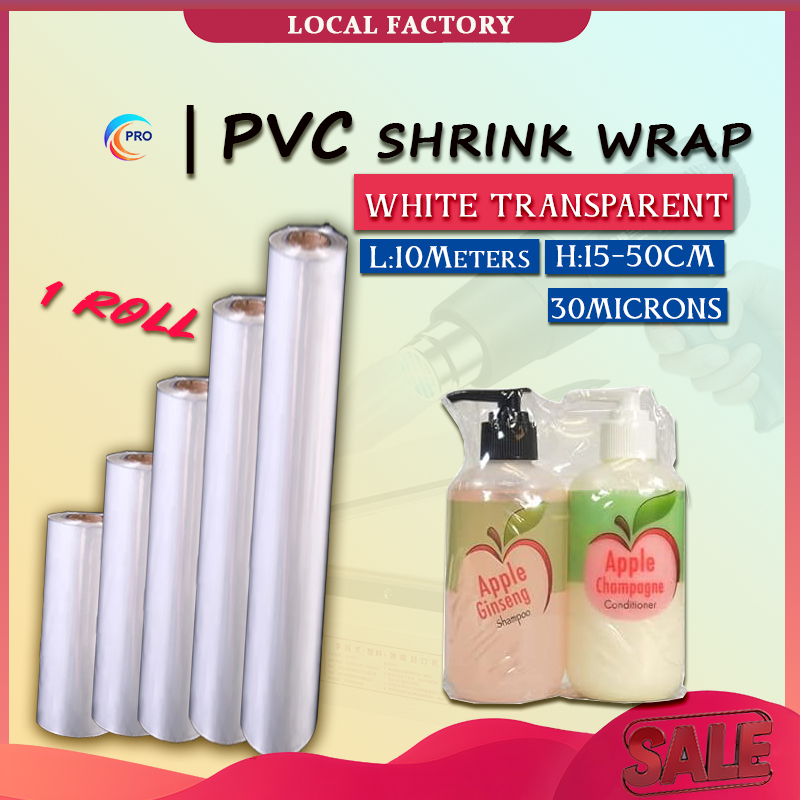 10Meters White/Clear PVC Heat Shrink Wrap Rolls - Various Sizes (15cm ...