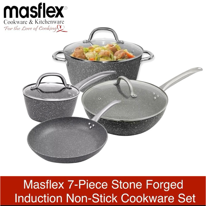 Masflex Original Stone Forged Non-Stick Induction Ready Cookware Set ...