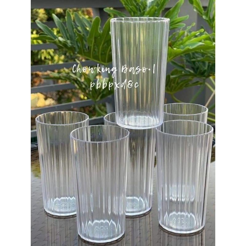 6Pcs Clear Acrylic Drinking Glass Chowking Baso Jollibee Baso Straight ...