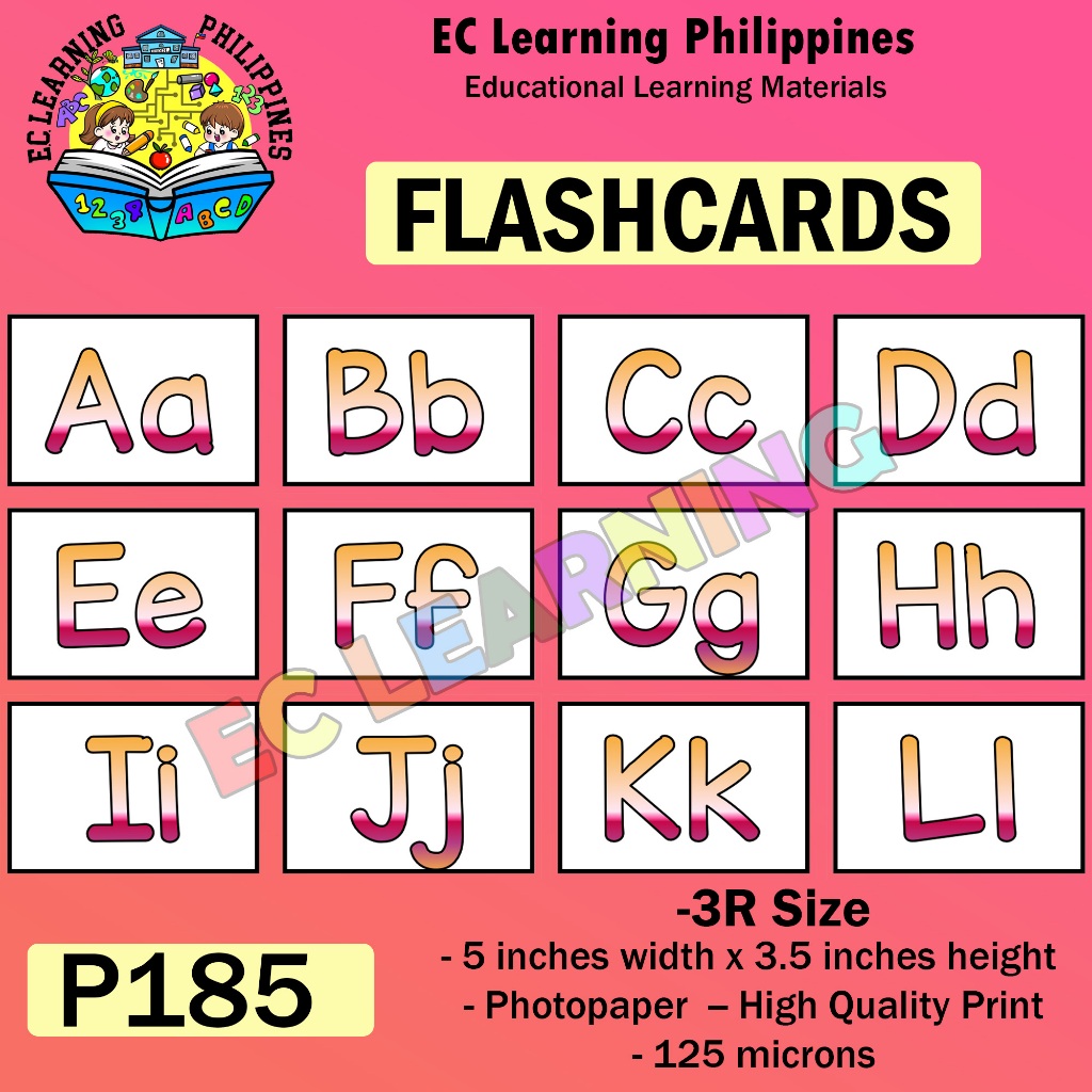 Laminated Alphabet Flash Cards - ALPHABET Upper- and Lower-case letters ...