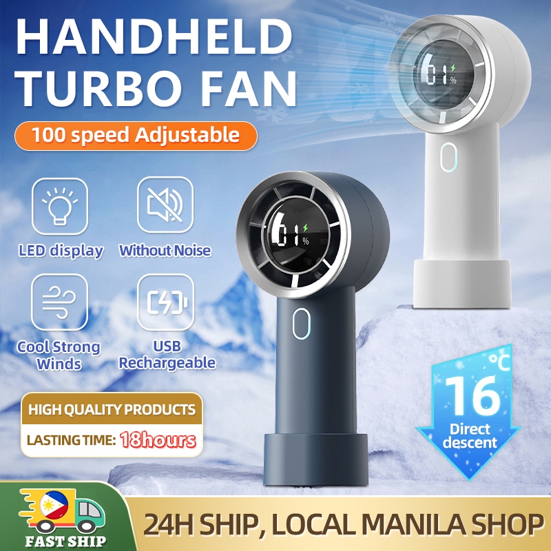 Mini Fan 6000mAh Turbo fan portable handheld Fan USB Strong Wind 100 ...