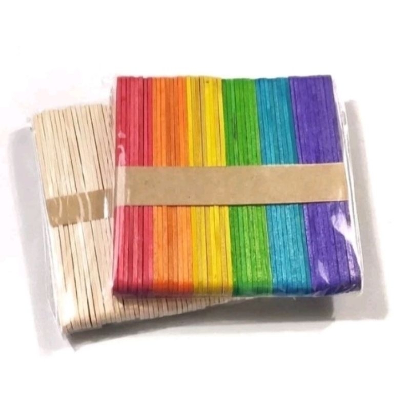 50 PCS POPSICLE STICK (PLAIN AND ASSORTED COLOURS) | Shopee Philippines