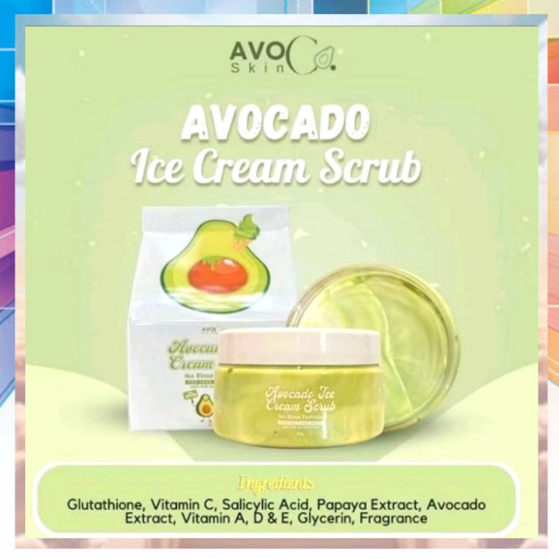 AVO SKIN CO. AVOCADO ICE CREAM SCRUB FACE BODY NO RINSE FORMULA SPF 50 EXFOLIATING | Shopee ...