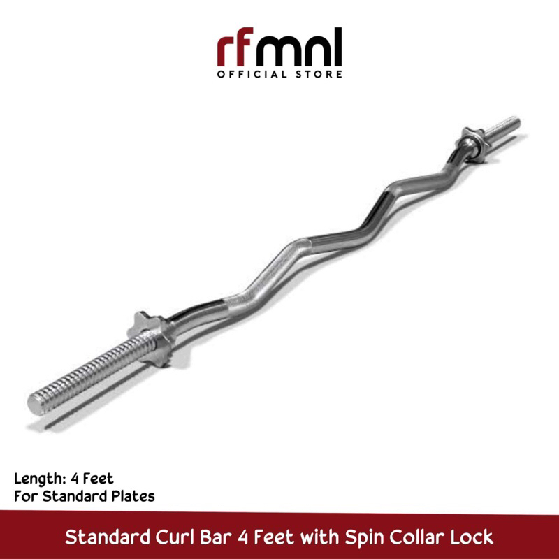Standard curl bar 4 Feet With Spin Collar Lock | Shopee Philippines