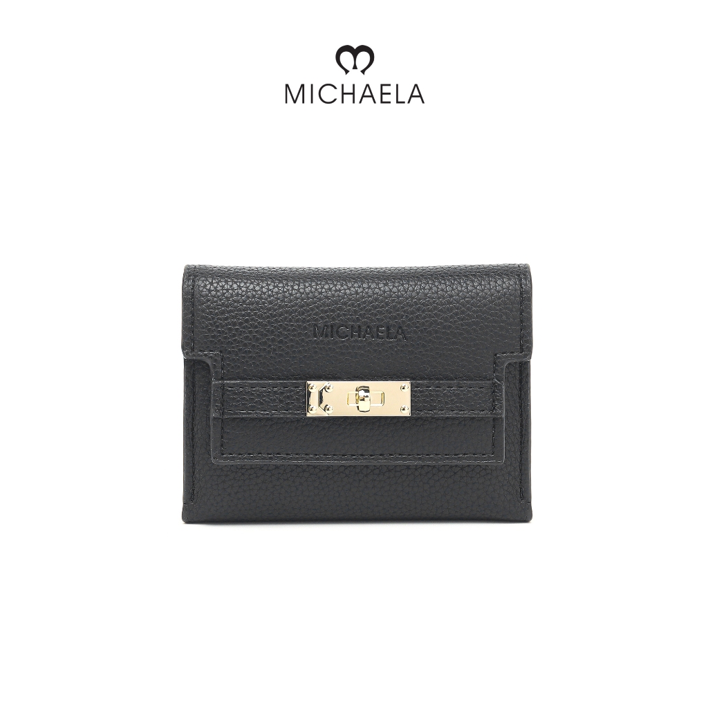 MICHAELA Korean Fashion Short Wallet Twist Lock Accent 7 Card Holders ...