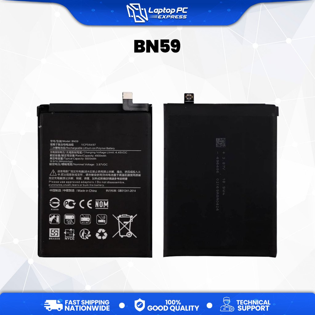 Xiaomi Redmi Note 10 2021 Cellphone Battery BN59 3.8V 19.3Wh 5000mAh ...