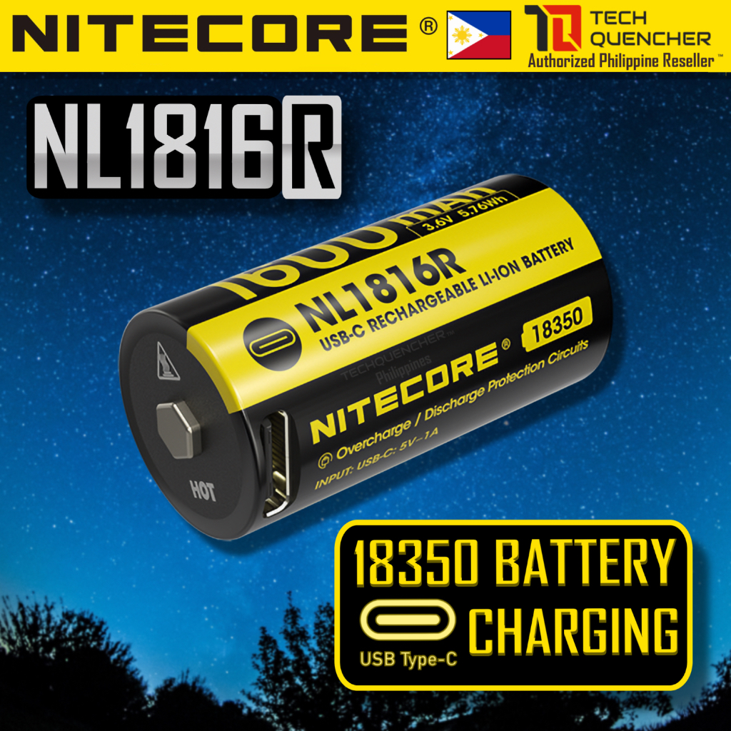 Nitecore NL1816R - 18350 - 1600mAh - USB-C - High Performance Protected ...