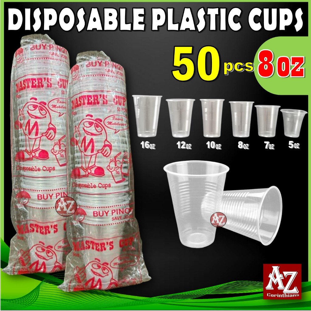 Plastic cups disposable 50pcs per pack available size 5oz - 16oz Fiesta ...