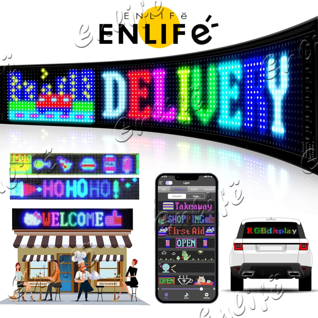 LED Sign Light for Car Truck Devil's Eye Running Text RGB Belakang ...
