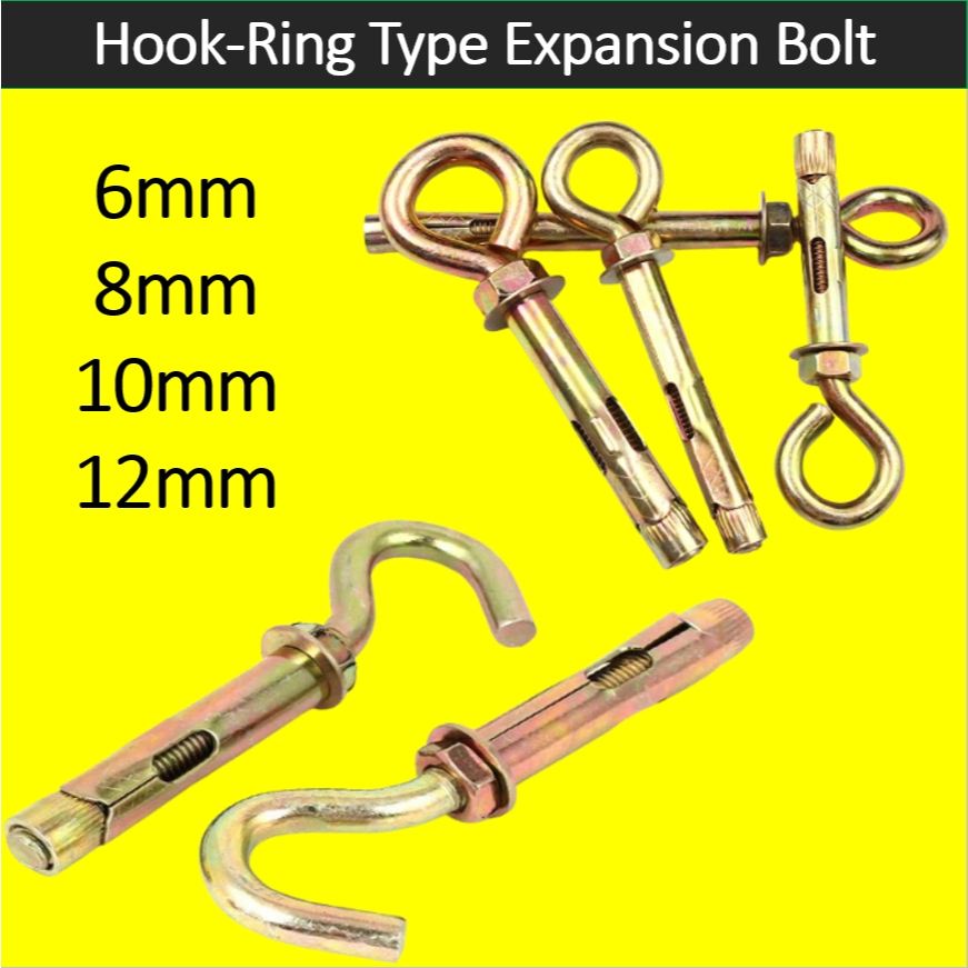 Twin Industrial Hook Type And ring Type Expansion Bolt 6mm | Shopee ...