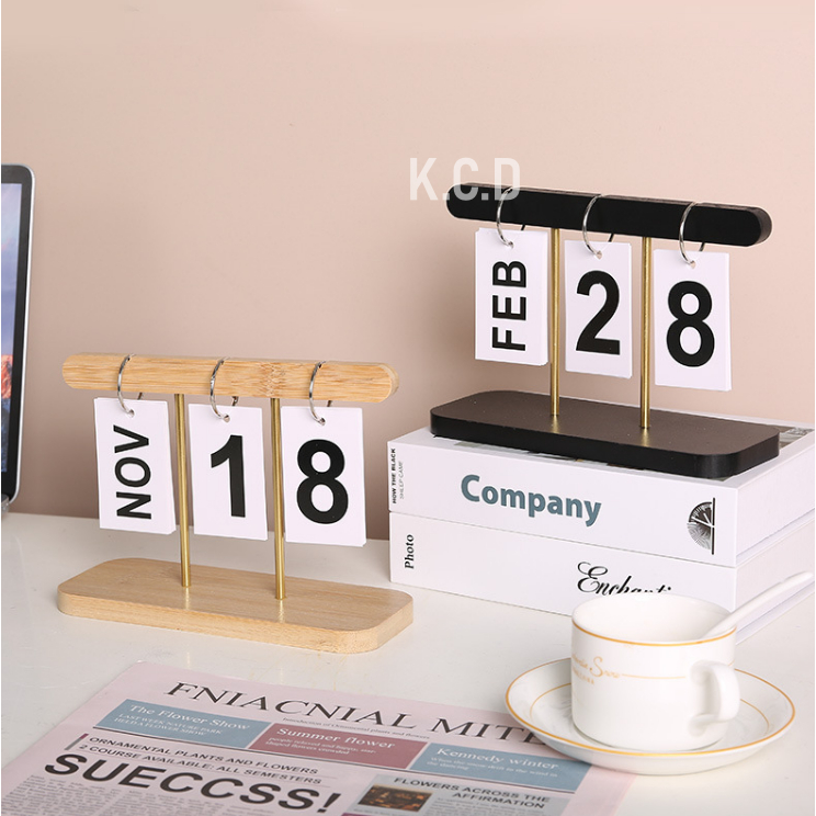 Creative Wooden Perpetual Calendar Chic Flip Desk Calendar Office Home ...