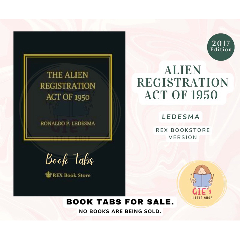 Alien Registration Act of 1950 by Ledesma 2017 REX Tabs Flags Stickers ...