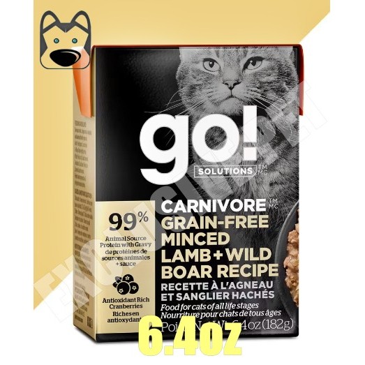 Go! Solutions Carivore Minced Lamb + Wild Boar Recipe Wet Cat Food ...