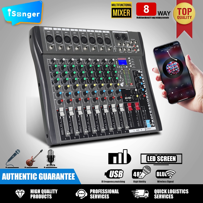 Audio Mixers 8Channel Pro Mic Inputswith USB Digital Effects Processor ...