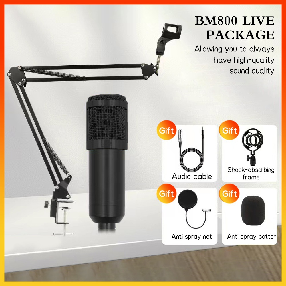 BM-800 Condenser Microphone Set - with V8 Sound Card, Karaoke Recording Microphone | Shopee ...