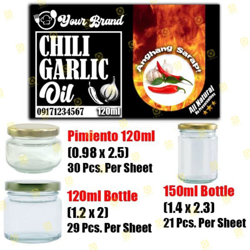 CHILI GARLIC OIL Sticker Label (CUSTOMIZABLE | Ready-Made | Glossy ...