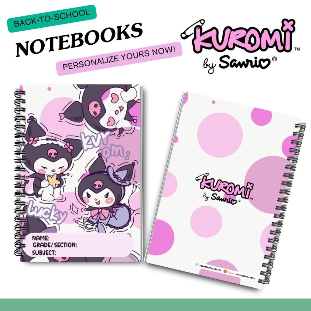 Kuromi Notebook, Sanrio, Personalized Notebook | Shopee Philippines