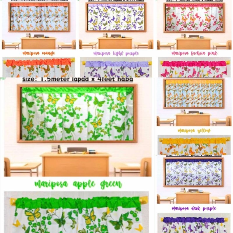 School classroom.Curtain,.,..school Blackboard and Valancer window ...