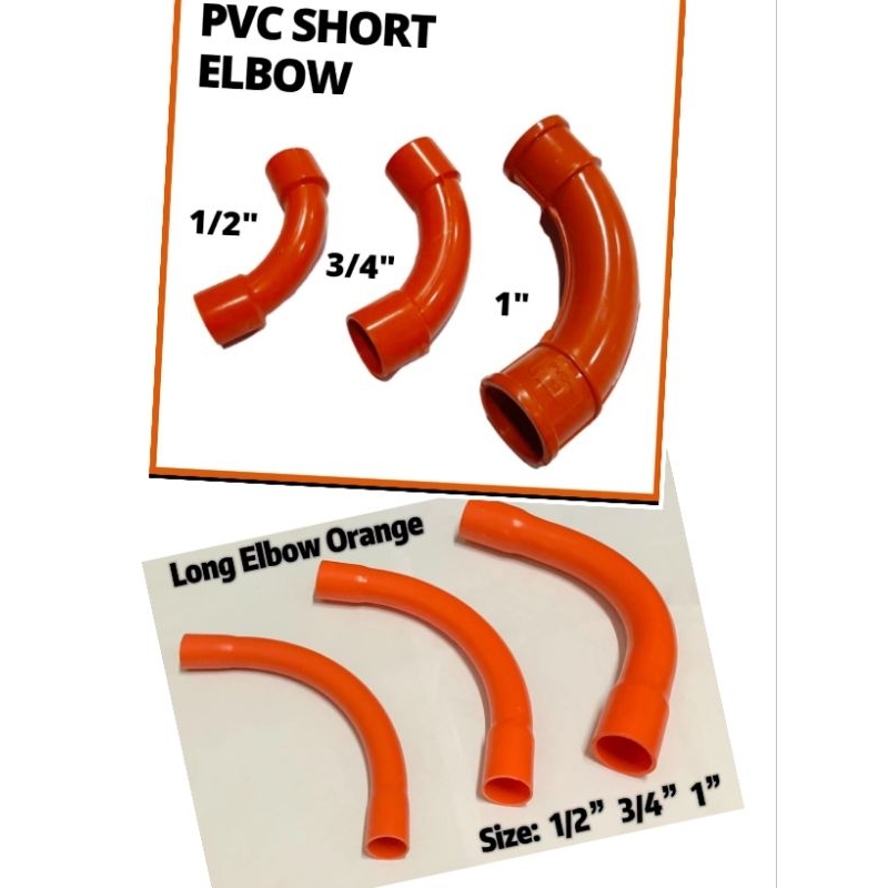PVC Orange Electrical Elbow Long | Short 1/2 3/4 1 | Shopee Philippines