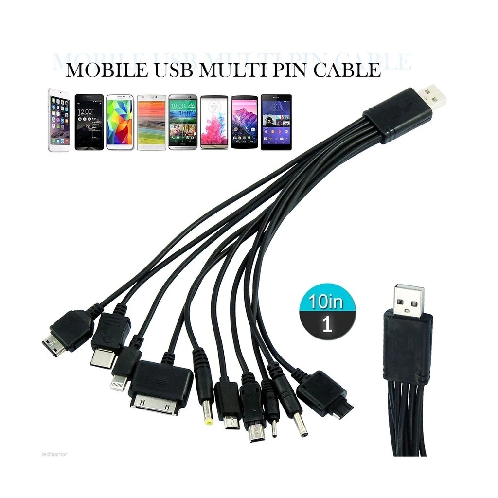 Gudoo Universal USB Mobile Phone Charger Multi Pin Cable 10in1 For ...