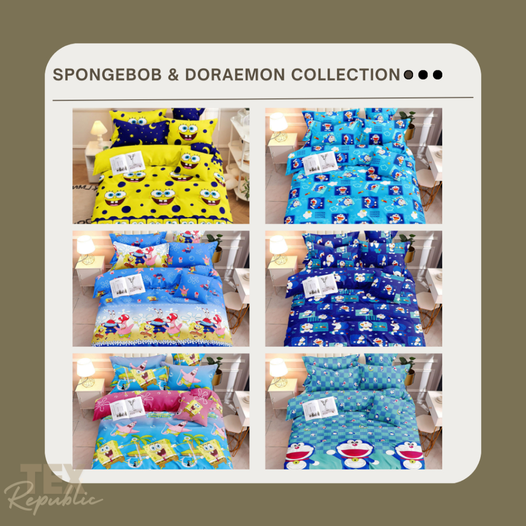 SPONGEBOB & DORAEMON COLLECTION | 3IN1 BEDSHEET Canadian Cotton ...