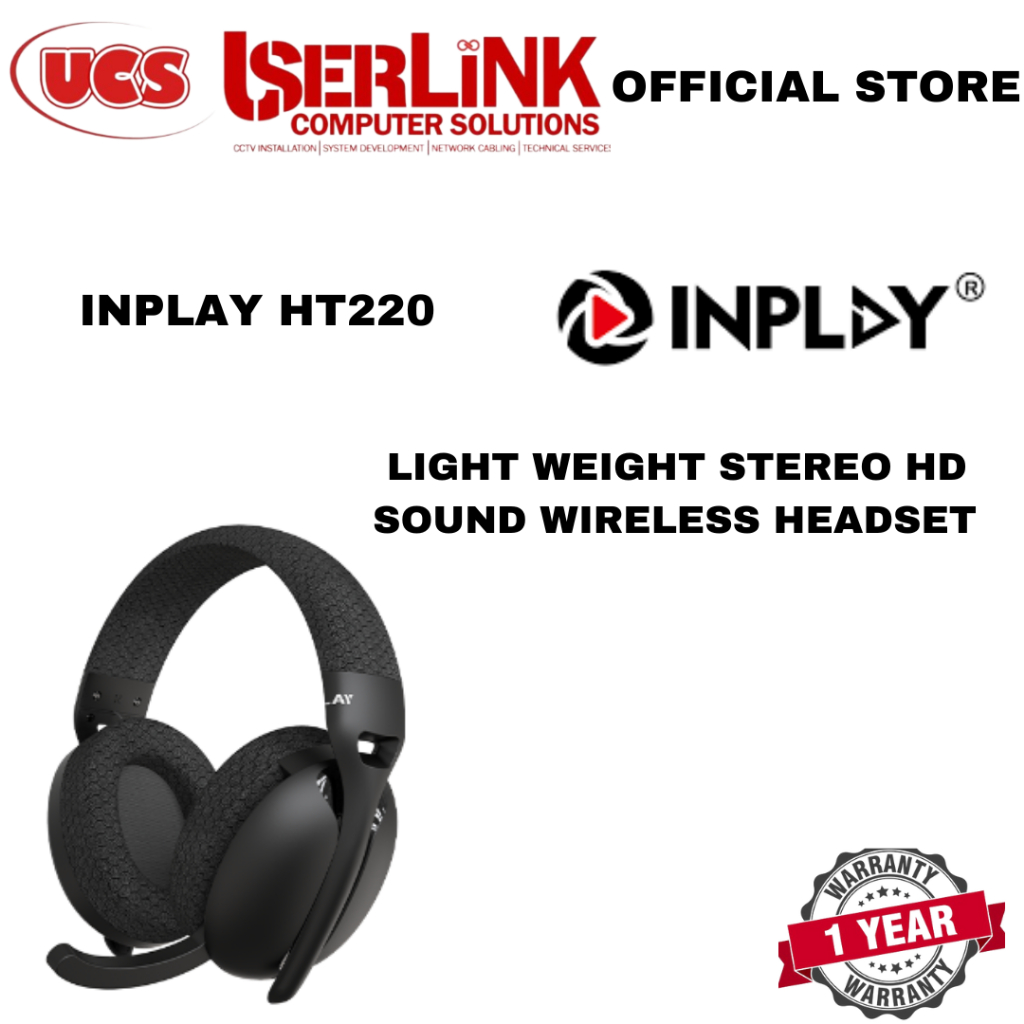 Inplay HT220 BT5.3 Light Weight Stereo HD Sound Wireless Headset ...