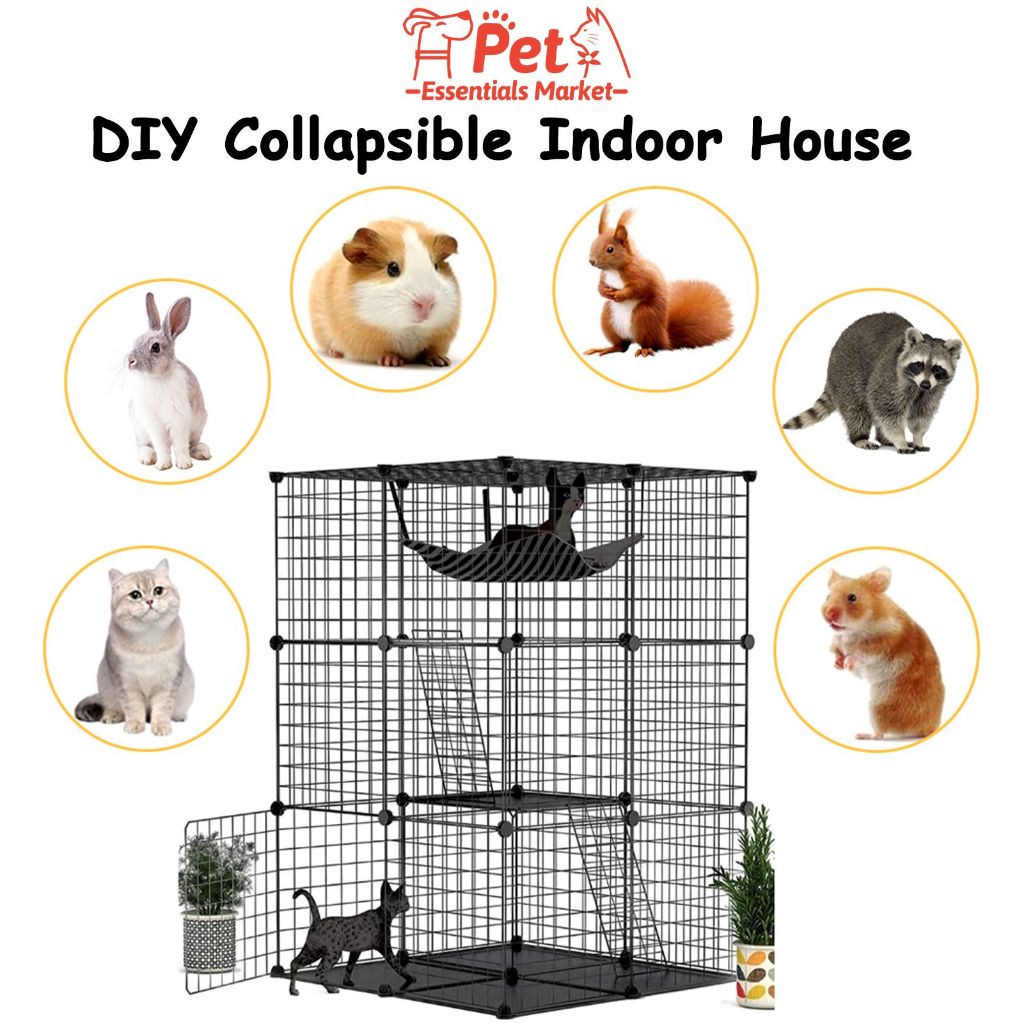 DIY Foldable 2-3 Layers Cat Cage Stackable Cat Villa Collapsible Cage ...