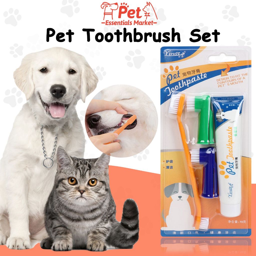 Dog Toothbrush Set Pet Dental Care Oral Cleaning Supplies 4-in-1 ...