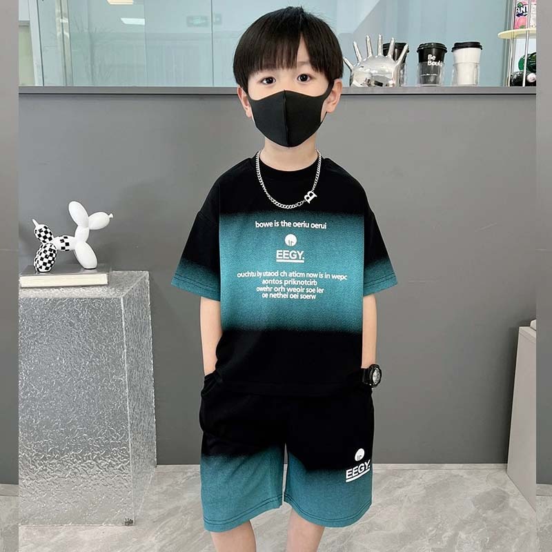 Terno for kids boy ombre blue design shirt & short 1-5yrs old C95 | Shopee Philippines