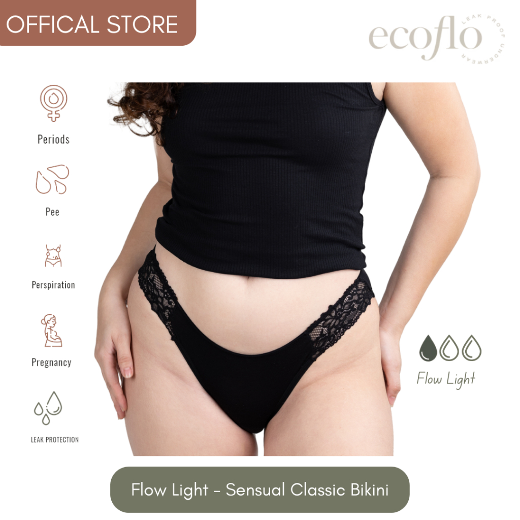 Ecoflo - Flow Light Sensual Classic Bikini - Women's Leakproof Menstrual Underwear Period ...