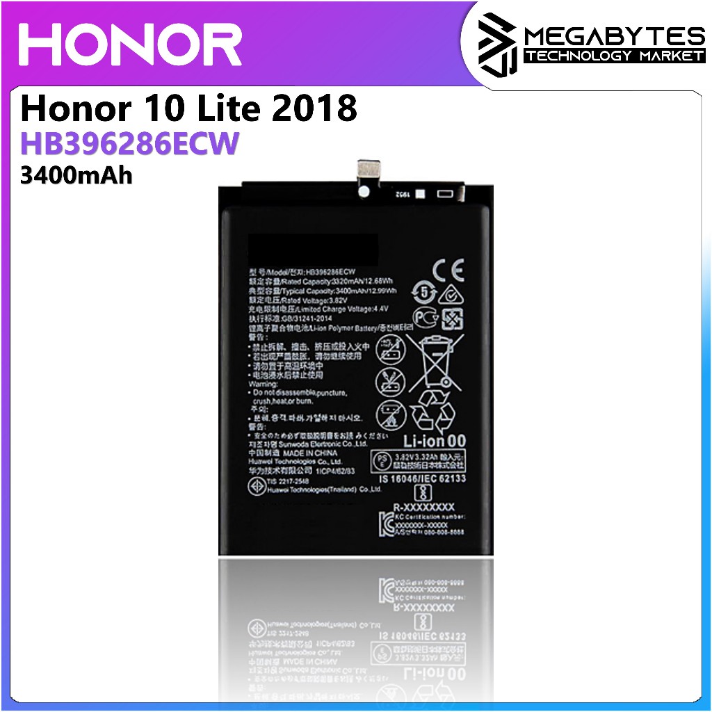 Megabytes Battery for Honor 10 Lite 2018 | HRY-LX1 HRY-LX1MEB HRY-LX2 ...