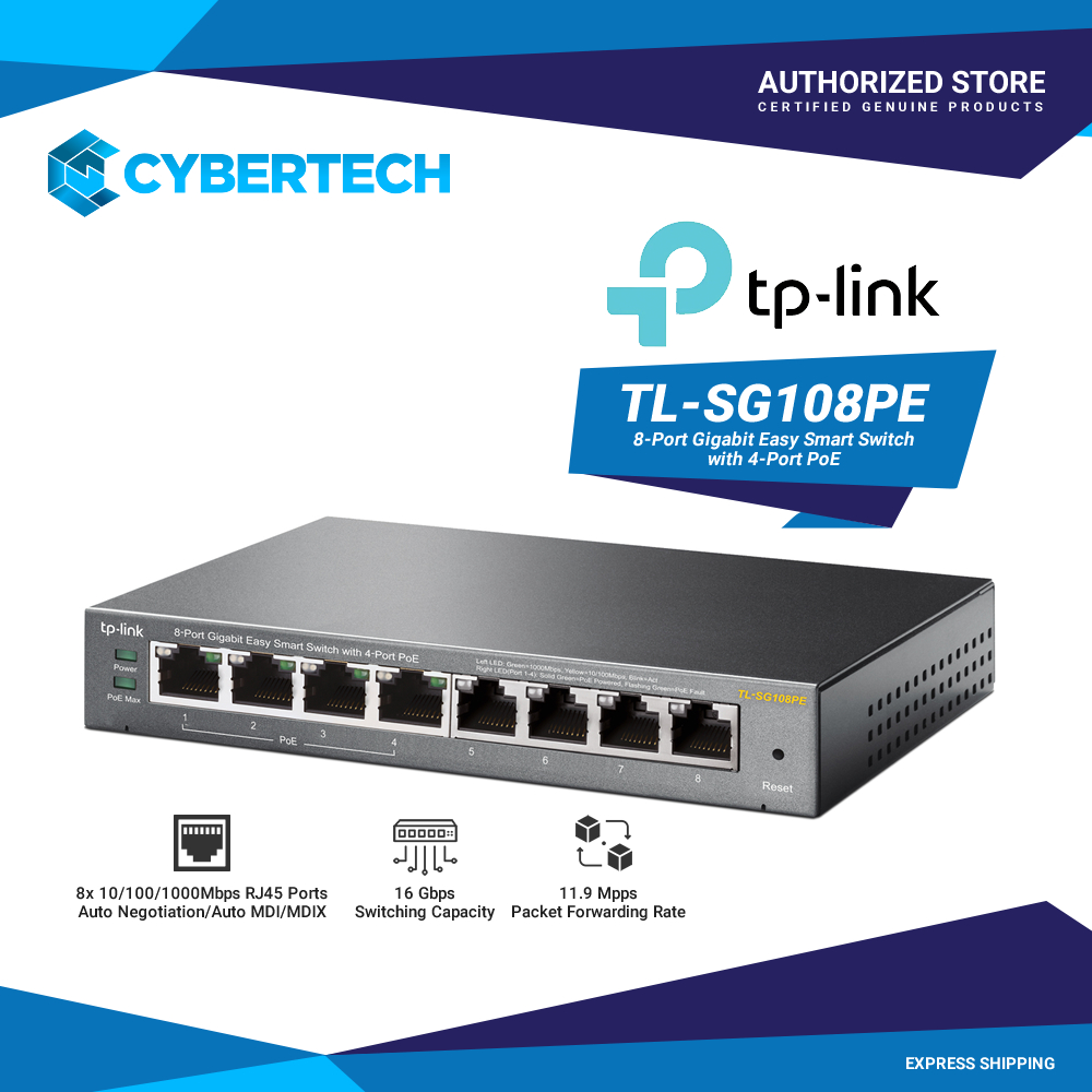 TP-Link TL-SG108PE 8-Port Gigabit Easy Smart Switch With 4-Port PoE ...