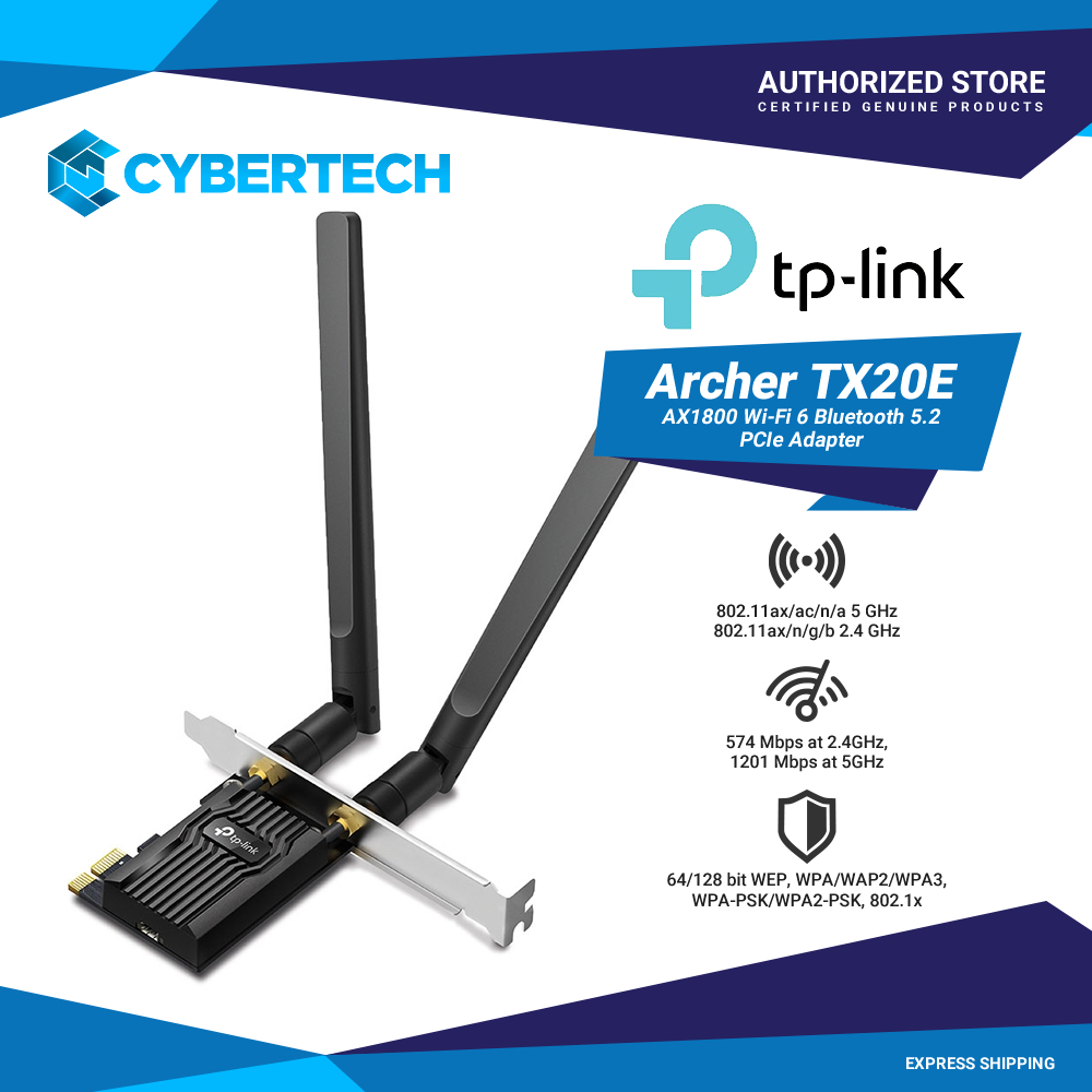 TP-LINK Archer TX20E AX1800 Wi-Fi 6 Bluetooth 5.2 PCIe Adapter | Shopee ...