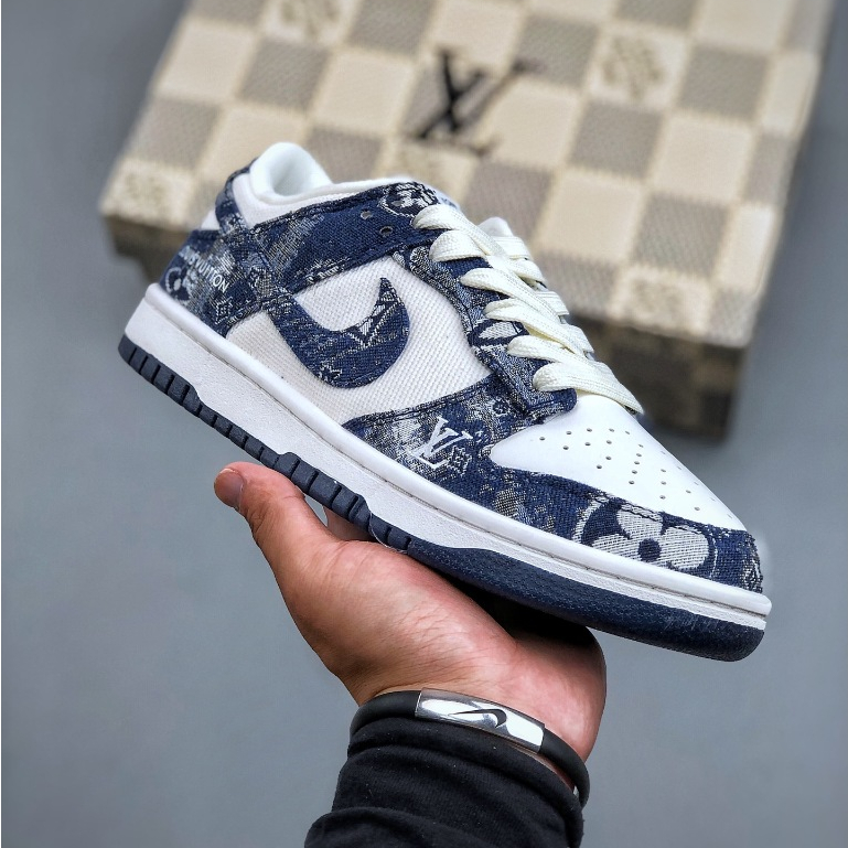 Louis Vuitton x Nike SB Dunk "Denim Blue" Low Cut Casual Sneakers ...