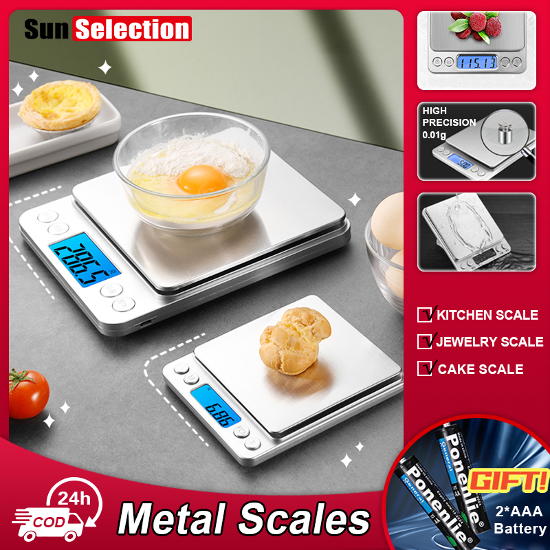 Metal 3000g/0.1g Food Weighing Scale Digital Kitchen Scale Weight Grams ...