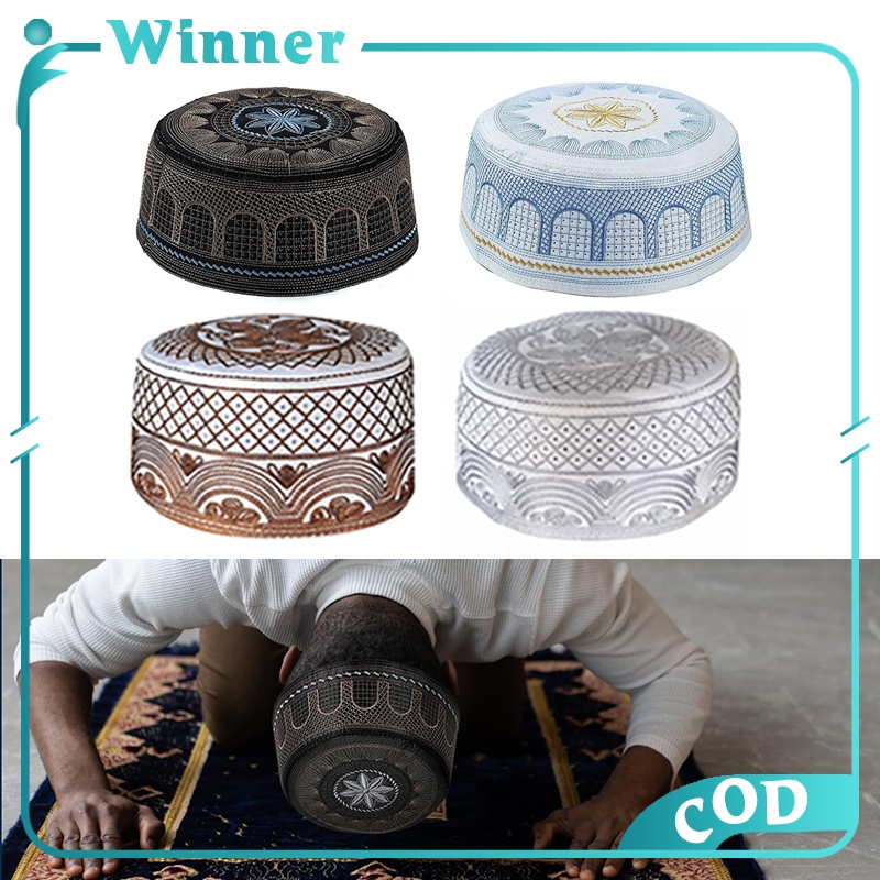 Men Muslim Prayer Hat Embroidered Hui Ethnic Hat Islam Religious Cap ...