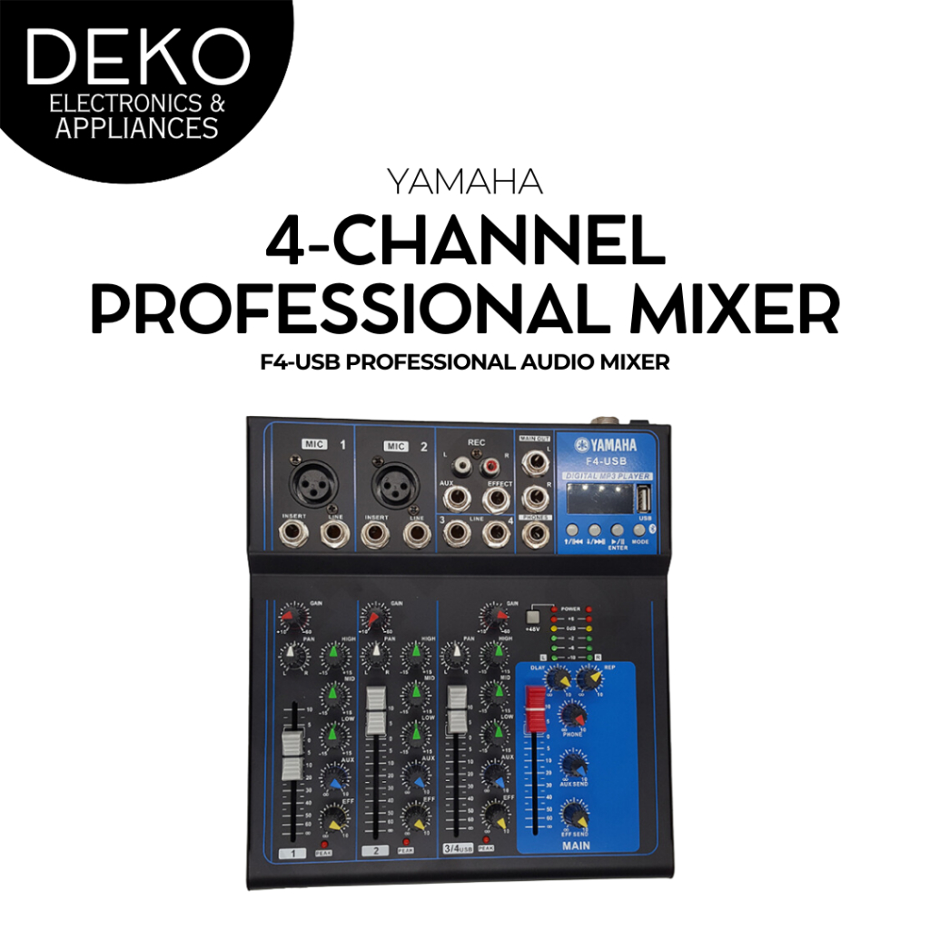 Yamaha F4-USB 4 Channel Professional Audio Mixer Console and AUX Paths Plus Effects | Shopee ...