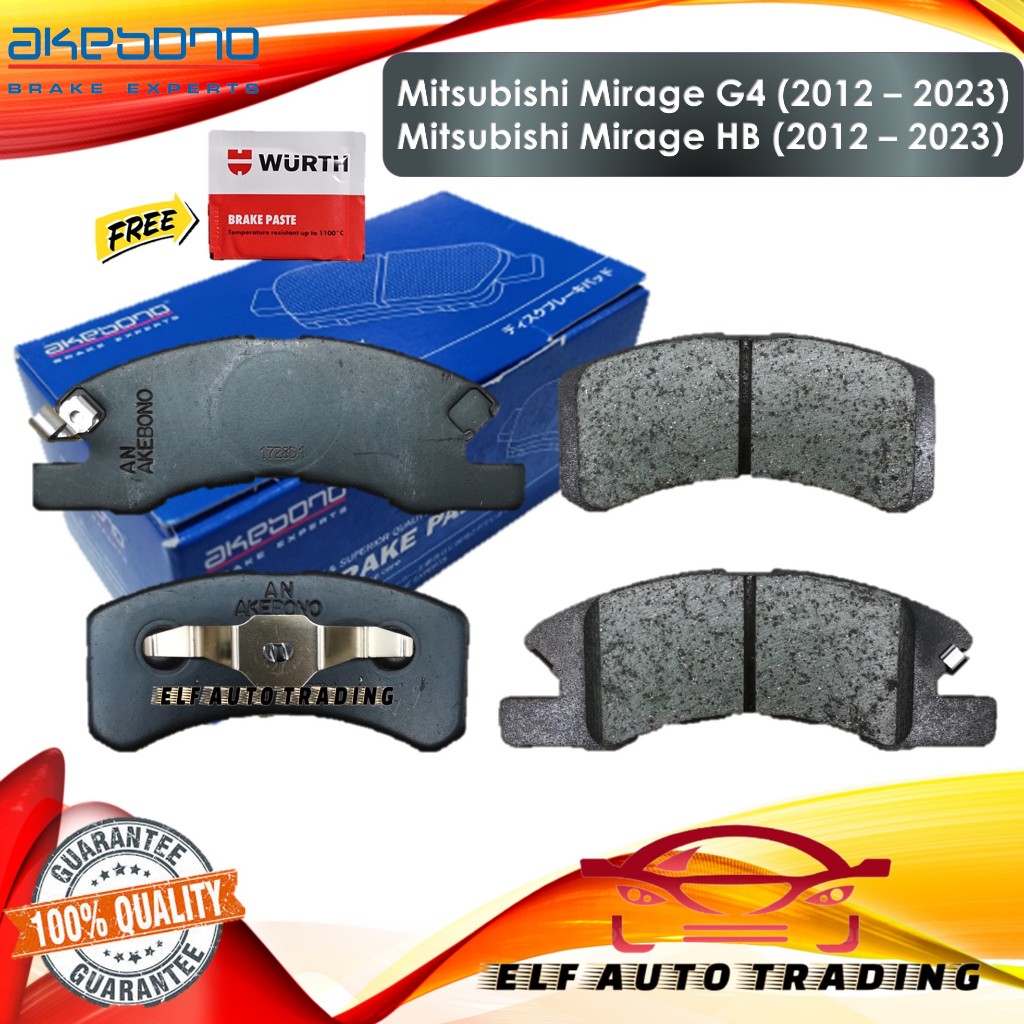 Genuine Akebono Front Brake Pads for Mitsubishi Mirage G4/HB (2012 ...