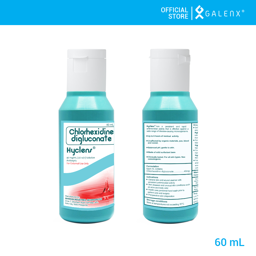 Hyclens Skin Cleanser 4% Chlorhexidine digluconate 60 mL and 1 Liter ...