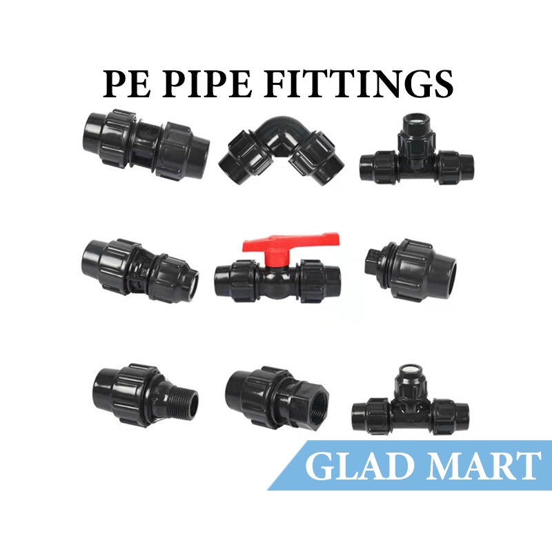 PE Pipe Fittings 1/2" 3/4" 1" Black Compression Fittings 1PCS Adaptor ...