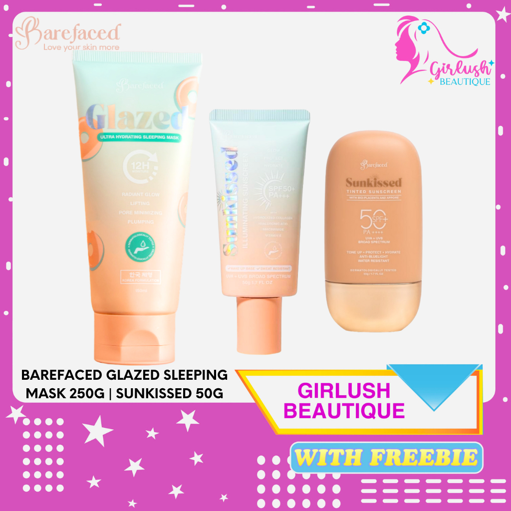 Barefaced Glazed Ultra Hydrating Mask 250g / Sunkissed Illuminating / Tinted Sunscreen SPF50 50g ...