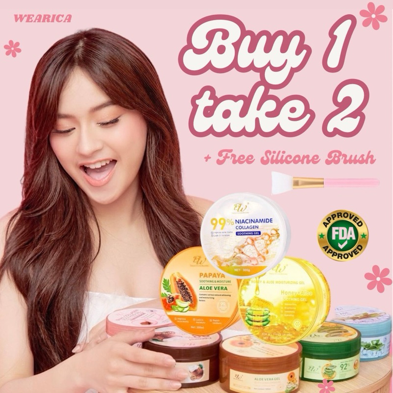 BUY1 TAKE2 Soothing Gel 300ml Hydrating Moisturizer + SILICONE BRUSH | Shopee Philippines