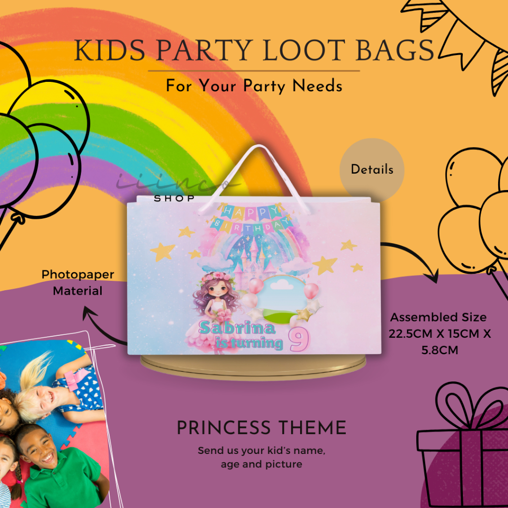 IIINCO Customized Paper Bag Birthday Loot Bag Candy Box Customize ...