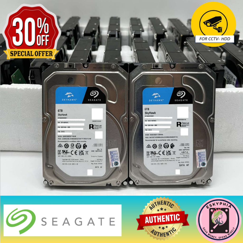 6TB Seagate Skyhawk CCTV Surveillance Hard Disk Drive SATA 3.5 100% ...