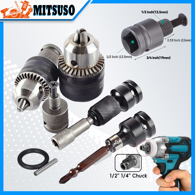 Drill Chuck Adapter 10mm 13mm Impact Adaptor 1/2 "Square Drive Metal ...