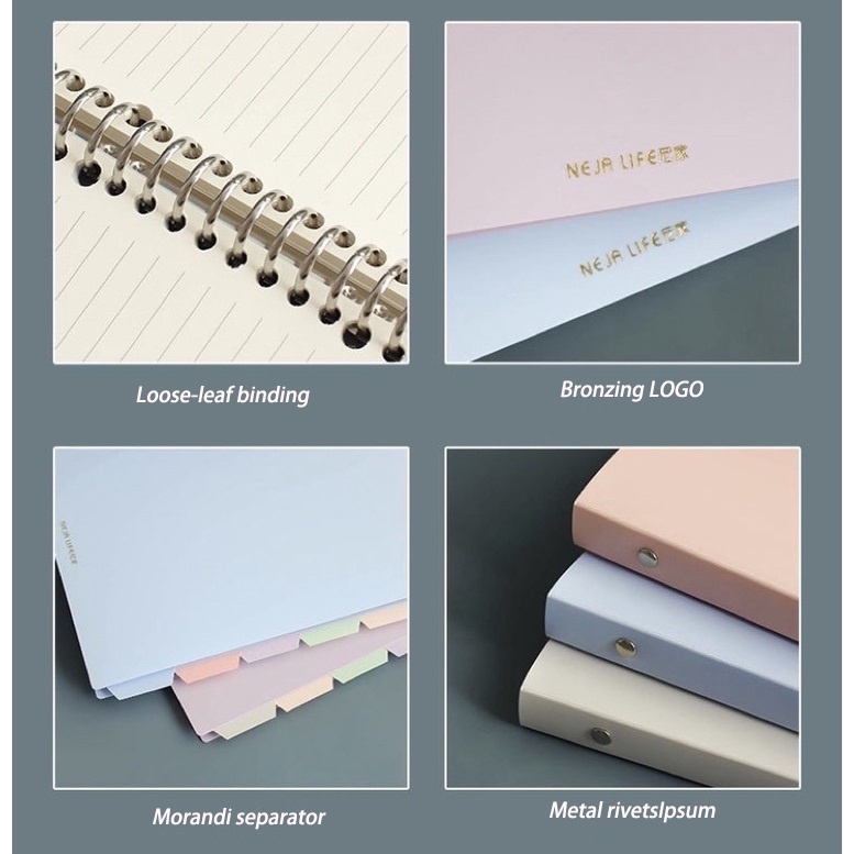 A5(20 holes)/B5(26 holes) Soft Pastel Color Binder Notebook Refillable ...