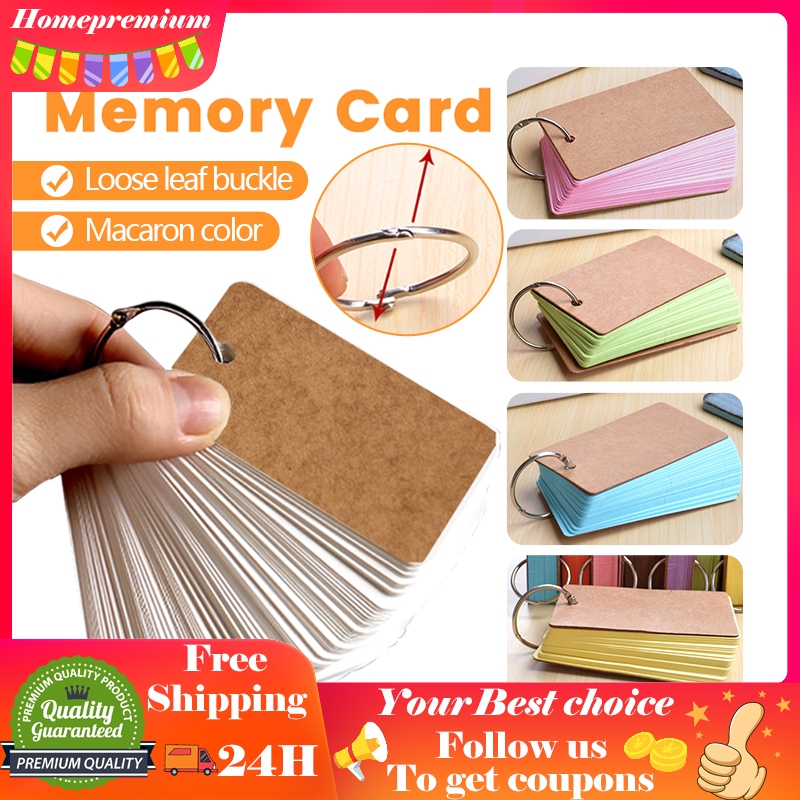 50 Pages Iron Ring Handwritten Memo Hard Blank English Word Card Loose ...