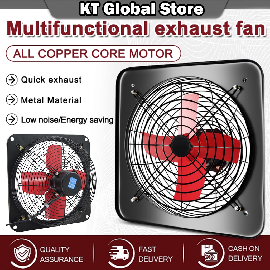 Exhaust Fan 14/16 Inch All-meatl 4 Fan Blades Ventilation Fan Kitchen ...