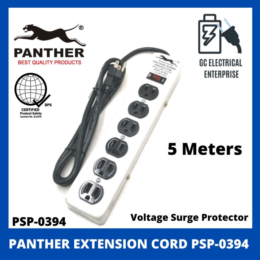 Panther Extension Cord Voltage Surge Protector PSP-0394 (5 METERS ...