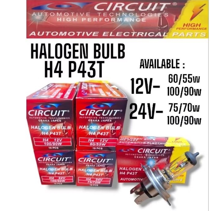 CIRCUIT Auto Halogen Bulb H4 P43T 12V/24 | Shopee Philippines